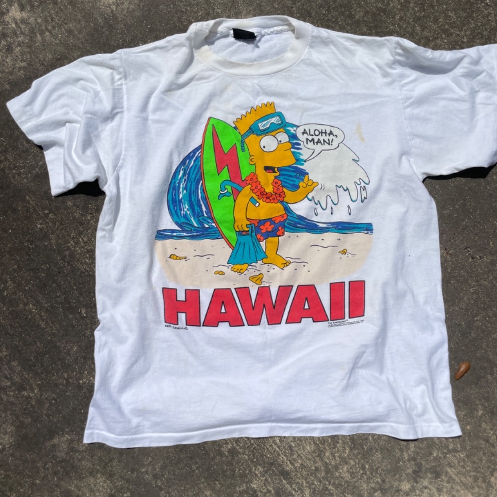 Vintage 1990 Changes The Simpsons Bart Hawaii Size Xl - Gem